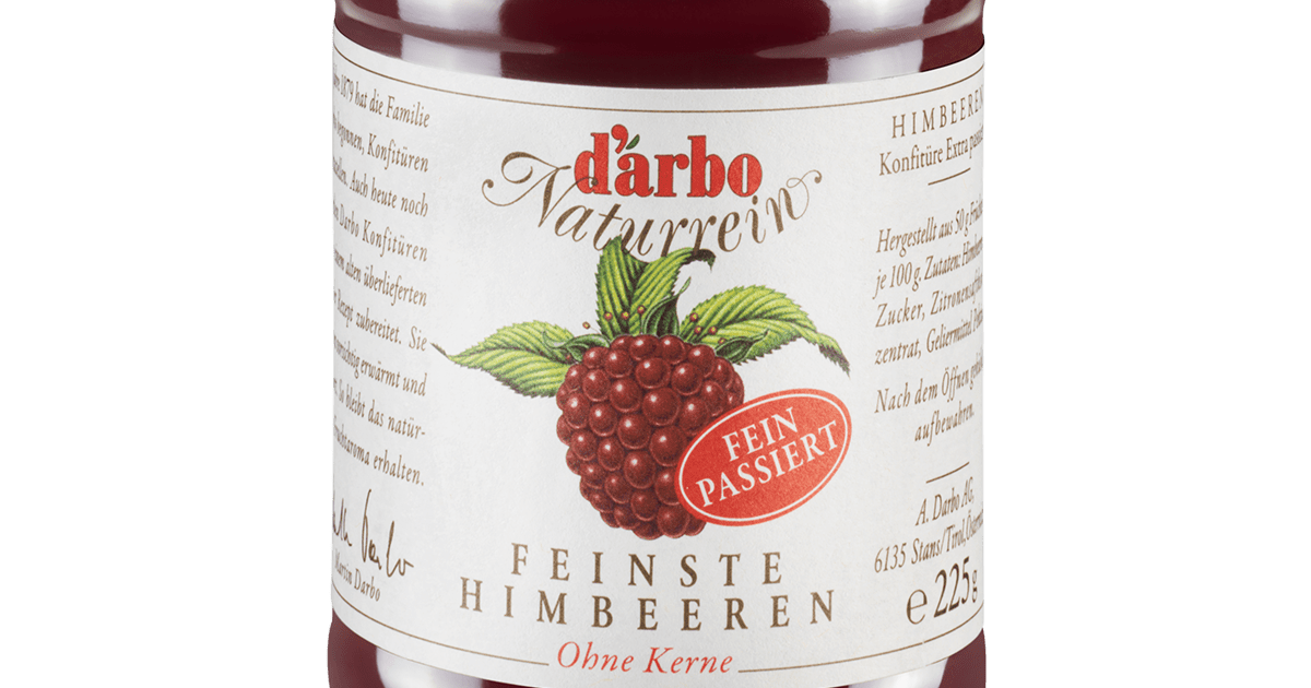 Single Jars 225 g Raspberry strained - A. Darbo AG